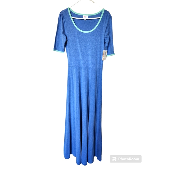 LuLaRoe | Dresses | Nwt Lularoe Ana Maxi Dress Size Large Blue Trimmed ...